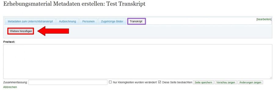 Ein neues Transkript erstellen – Semantic CorA